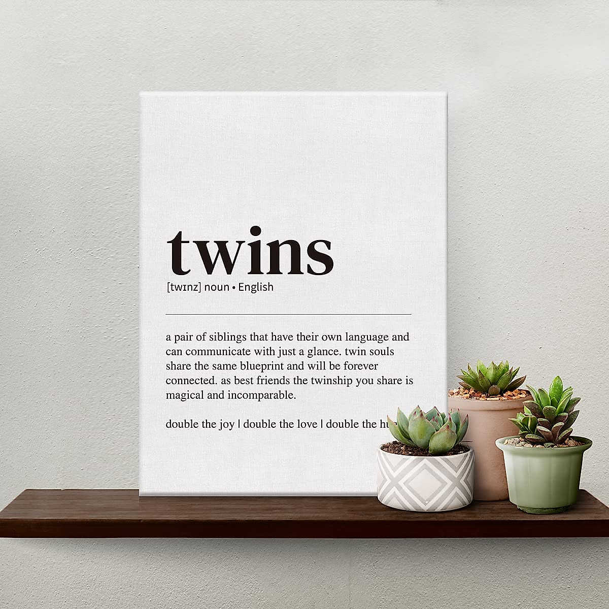Twins Definition a Pair of Siblings Canvas Wall Art Poster Print Gift, Twin Nursery Painting Ready to Hang Home Decor (11.5" x 15")