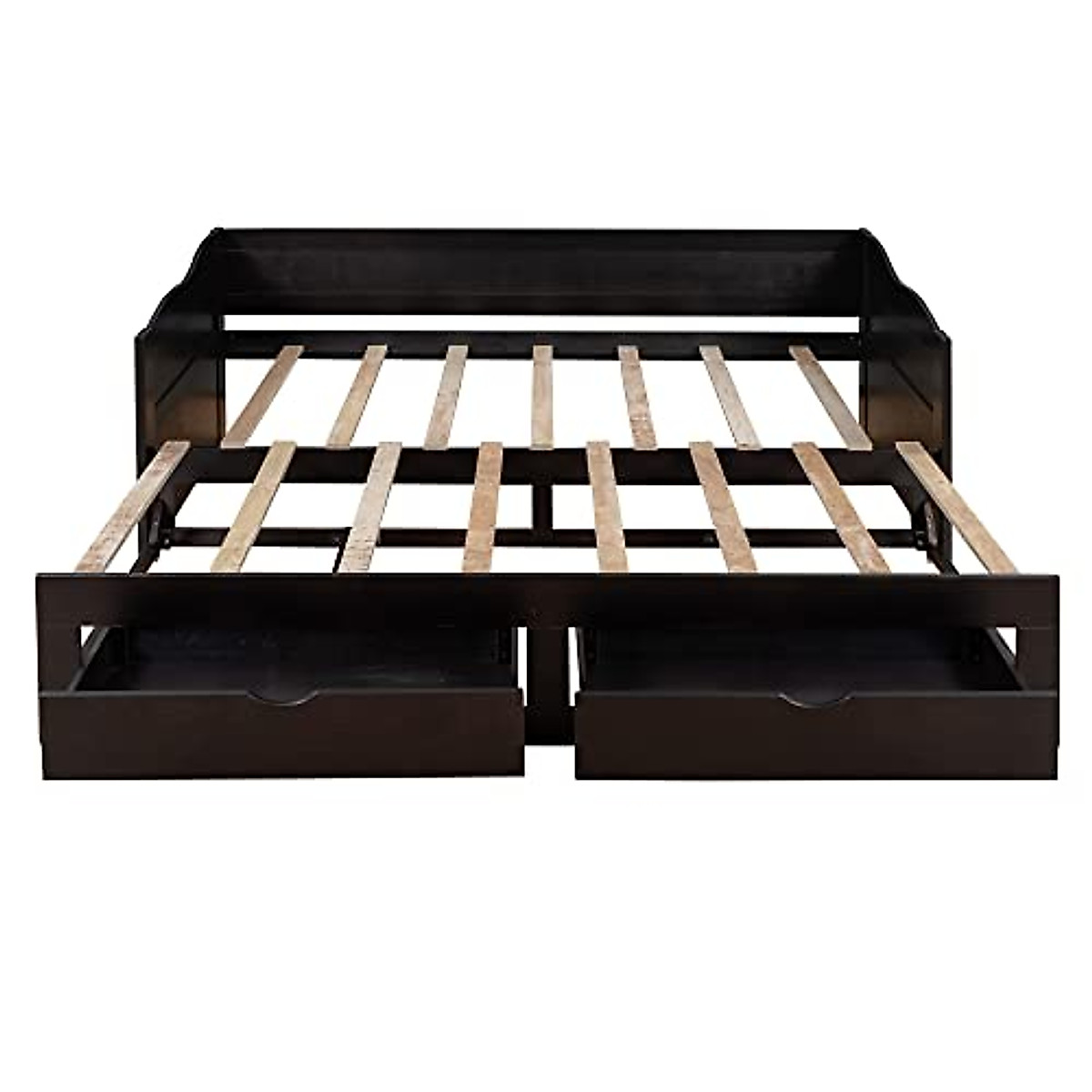 Bellemave Daybed with Drawers Twin Size Wood Daybed with Storage Extendable Twin to King Extending Daybed for Kids Teens Adults, No Box Spring Required, Espresso