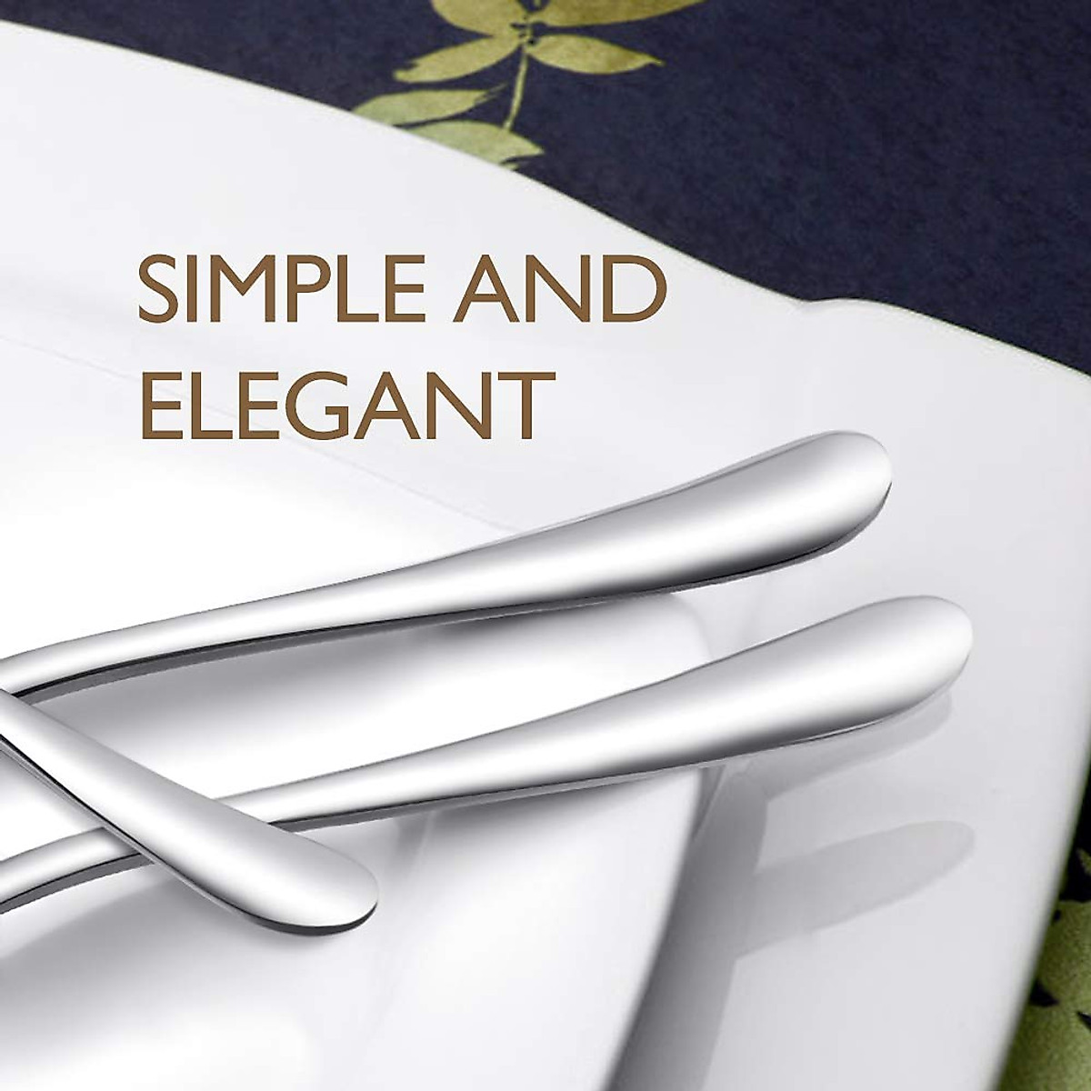 Teivio Silverware Set, Flatware Set Mirror Polished, Dishwasher Safe Service for 6, Include Knife/Fork/Spoon with Bamboo 5-Compartment Silverware Drawer Organizer Box (36 piece, Silver)