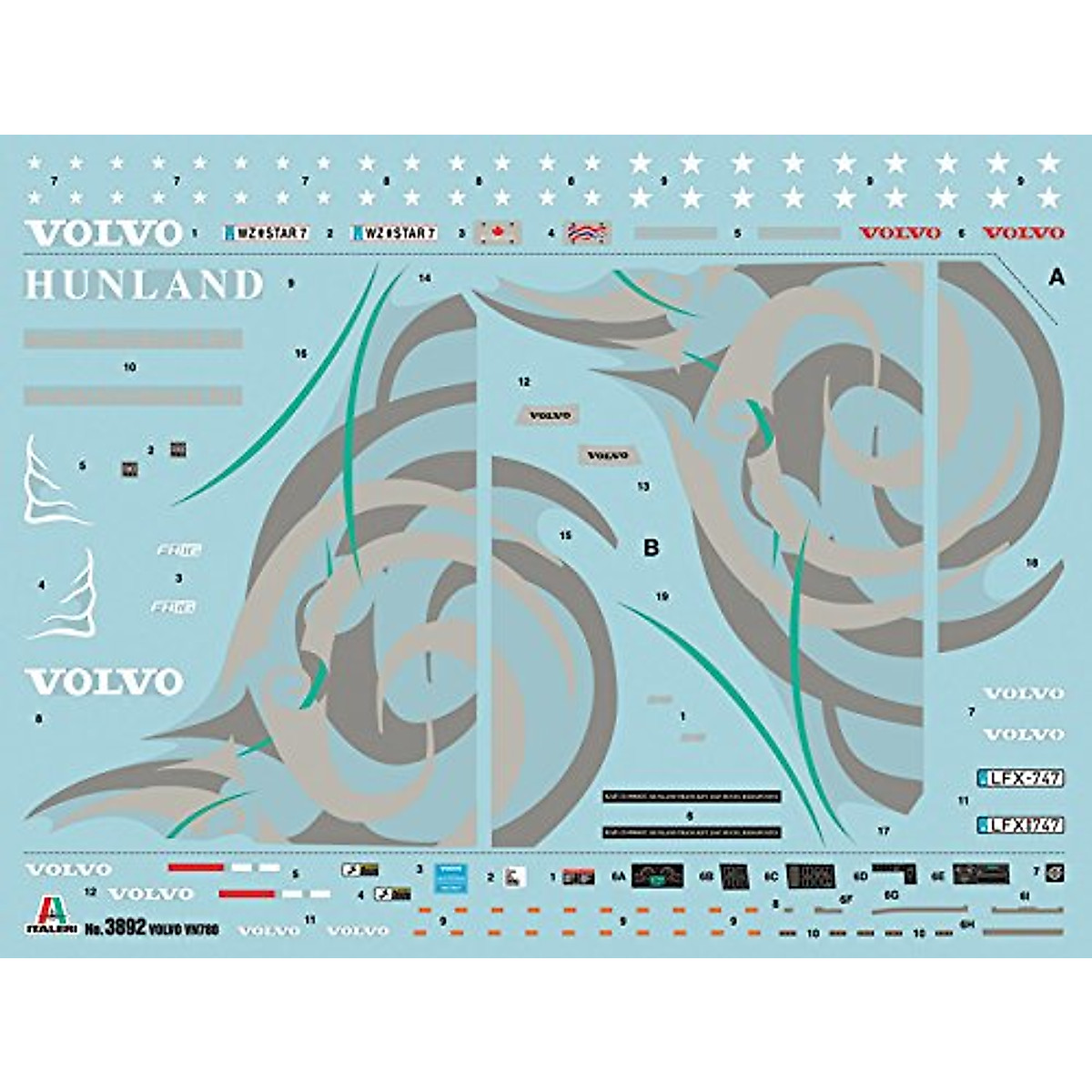 Italeri 3892S Volvo Vn 780 - Super Decals Sheet! -1: 24 Scale - Model Kit