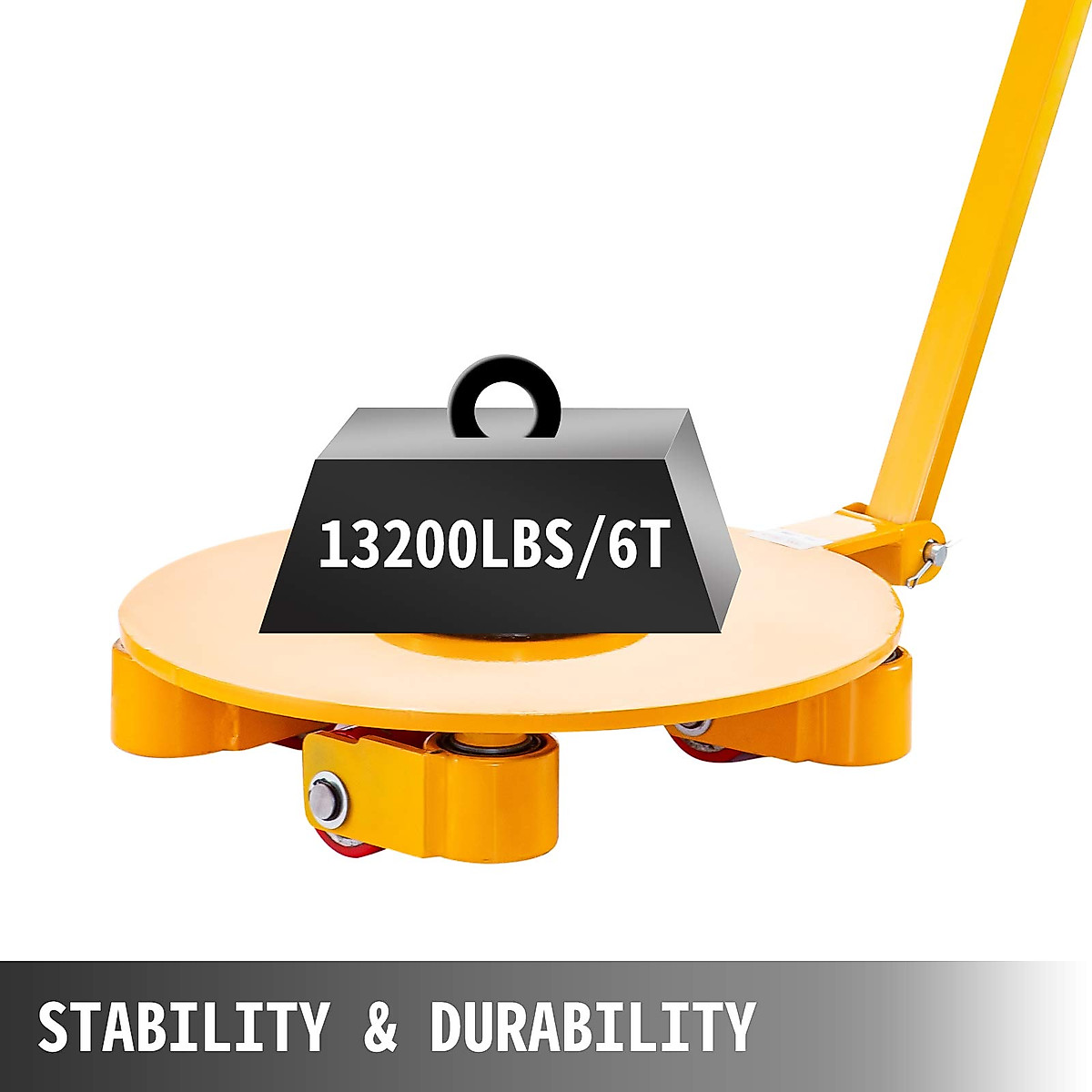 VEVOR Machinery Mover 8800LBS Machine Moving Skates 4T Machinery Skate Roller w/Push Rod and 3 Rollers, Industrial Machinery Dolly 360-degree Rotation, Machinery Mover Dolly for Material Handling