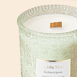 Sea Mint & Spruce Scented Candle, Peppermint Candle, Large Jar Candle Gift, Candle Gift for Holiday, Wood Wick Candle, 19.4 oz