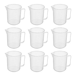Othmro 9PCS 16oz Measuring Cup, PP Plastic Graduated Beaker, Transparent Measuring Pitcher with Handle for Lab Kitchen Liquids(500ml)