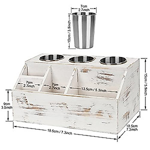 Wooden Hair Tool Organizer, Rustic Hair Dryer Holder ,Bathroom Organizer Countertop, Organizer for Vanity and Bathroom Accessories,Elegant Design Vanity Caddy Organizers for Makeup