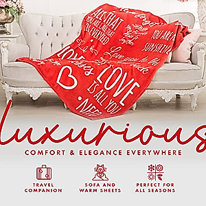 EasyFluffy I Love You Blanket - Girlfriend Gifts for Girlfriends and Boyfriends - Inspirational Blankets for Women - Couples Blanket - Love Gifts - Hug Blanket, Throw 50” x 60” (Red)