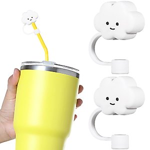 Abaodam 2Pcs Straw Tips Cover Straw Covers Cap for Reusable Straws Cloud Shape Straw Protector