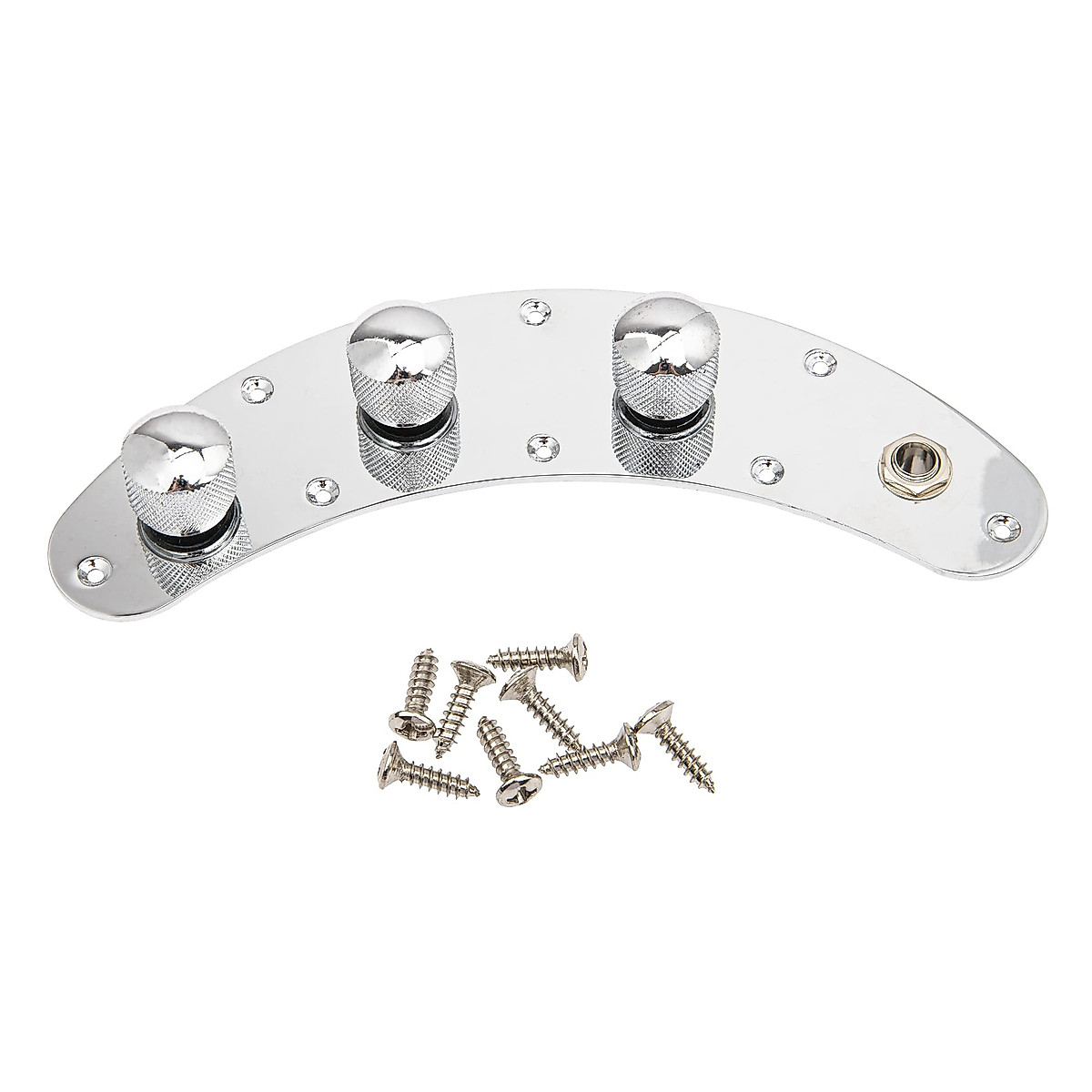 1Pcs Yootones Prewired Bass Switch Control Plate Wired Loaded Control Plate with Switch Knob Compatible with Electric Bass (Silver)