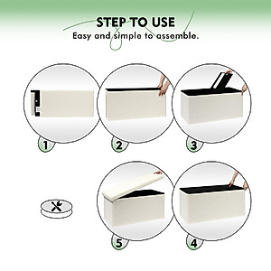 PINPLUS Folding Storage Ottoman Bench, White Upholstered Sherpa Ottoman Storage Bench, Large Storage Chest Footrest with Lids, Entryway Bench for Living Room, 31.5'' x 15.7'' x 15.7''