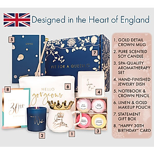 Luxe England Gifts Royal 30th Birthday Gift Basket for Women - Luxury 30th Birthday Gifts for Women Designed in Britain – High-end Unique 30th Birthday Gift Box for Women Friend, Wife, Mom, Sister