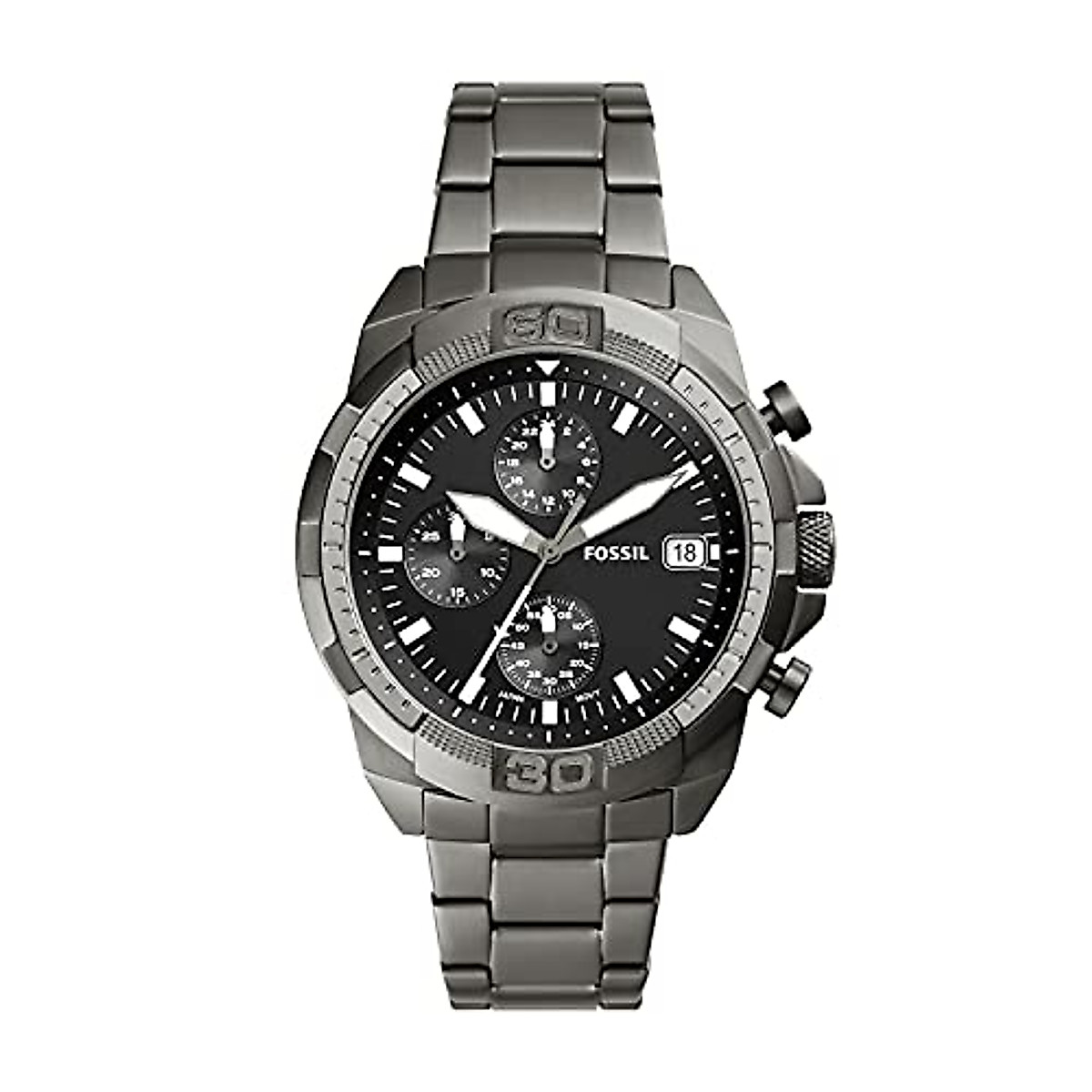 Fossil Men's Bronson Quartz Stainless Steel Chronograph Watch, Color: Smoke (Model: FS5852)