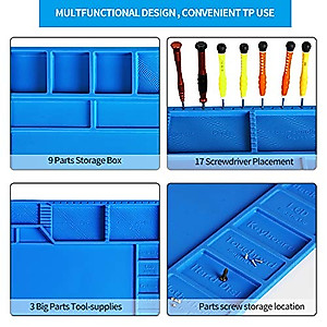 Kaisi 21.6 x 16.9 Inch Large Electronics Repair Mat Silicone Soldering Magnetic Repair Pad Insulation Work Station with Anti Static Wrist Strap for Computer, Laptop, MacBook, Tablet, Phone and More