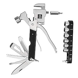 ADANSA Multi-tool Camping accessories, 21in 1 Multitool Survival Gear wrench Hammer, screwdriver pliers bottle opener Birthday Gifts for Boyfriend Husband Dad mens stocking stuffers, Black