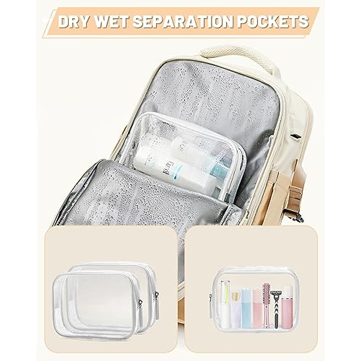 ZOMFELT Travel Backpack for Women, Flight Approved Carry on Backpack with Shoes Compartment & Wet Pocket, Water Resistant 17inch Laptop Bag with USB Charging Port for College Weekender Hiking Trip