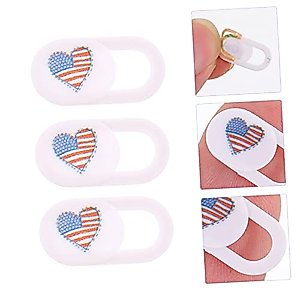 SOLUSTRE 3pcs Slide Camera Ultra- and Webcam Smartphone Pattern Cartoon Your Tablet Flag Lens Thin Lovely for Cover Privacy Shutter Heart Notebook Cell Protects Phone Slider Computer US
