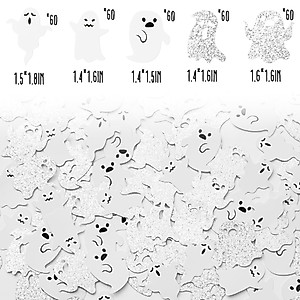 Halloween Ghost Confetti Glitter Sprinkles Paper Scatter Table Decor Party Decorations Supplies for Halloween Night Horror Spooky Themed Baby Shower Birthday Haunted House, 300 Pcs