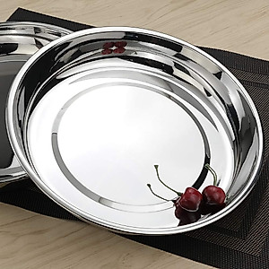 Kekow Stainless Steel Dinner Plate, Large Round Plates, 10-INCH, 4-Pack