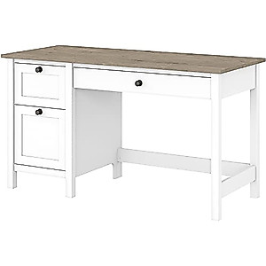 Bush Furniture Mayfield Computer Desk with Drawers, 54W, Pure White and Shiplap Gray