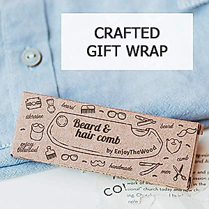 Beard Comb for Men Pocket Folding Combs for Mustache & Hair Travel Natural Wooden Comb with Real Man Engraving - Perfect for Use w/Beard Balm Oil (Skull)