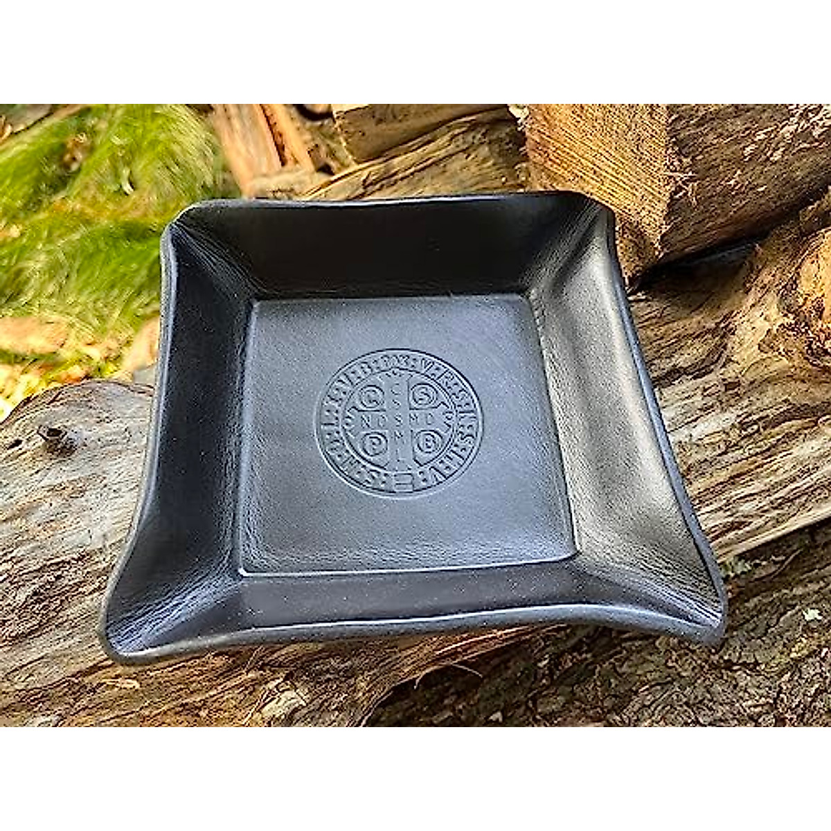 Saint Benedict Medal Leather Tray