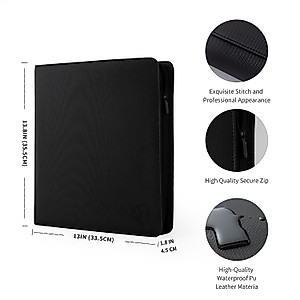 Premium 12 Pocket Card Binder, 720 Side-Loading Slots, Ringless Trading Card Album Folder for TCG, MTG, NFL, Sports Cards & Other Standard Size Trading Card with 50 Counts Card Sleeves