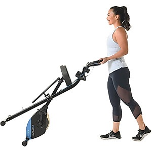 Exerpeutic Bluetooth Smart Foldable Bike with Resistance Bands and Free MyCloudFitness App, Black Folding Bike