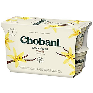 Chobani® Non-Fat Greek Yogurt Vanilla Blended 5.3oz 4-pack