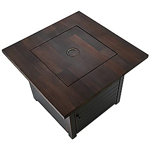 Endless Summer, The Spencer, Square 30" Outdoor Propane Fire Pit, Includes Black Fire Glass, Table Insert, & Protective Cover