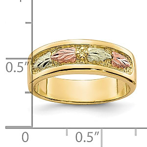 10K Tri Color Black Hills Gold Flower Ring Size 7