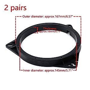 Curqia 2 Pairs Black Plastic Vehical Speaker Bracket 6.5" Car Speaker Spacer