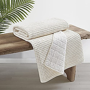 Levtex Home - Mills Waffle - Throw - Cream Cotton Waffle - Throw Size 50 x 60in.