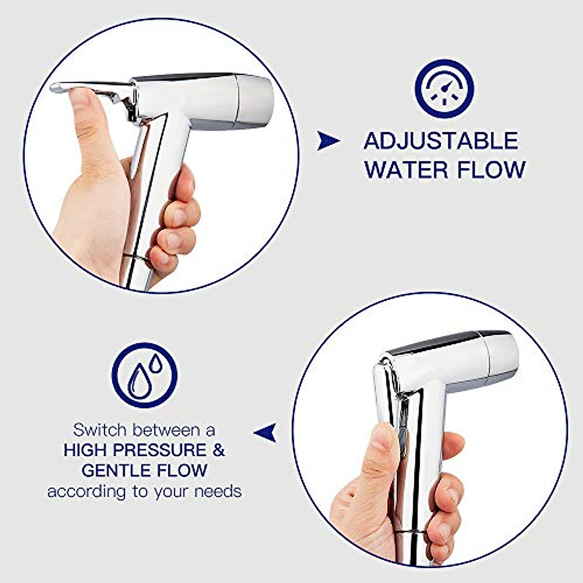 Houtingmaan Kitchen Side Sprayer,Dual Function Kitchen Sink Sprayer with Adjustable Flow Controller,Kitchen Faucet Sprayer Replacement Chrome,Faucet Pull Out Sprayer with Hose,Holder and 17 Adapters 