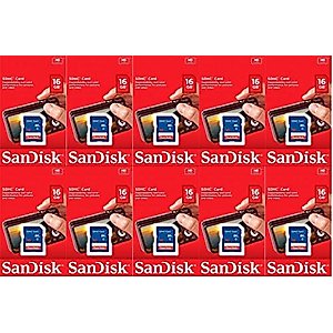 Sandisk 16GB (10 Pack) SD Card Bundle SDHC Class 4 Flash Memory | Model SDSDB-016G-B35 |