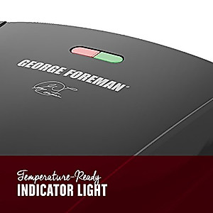 George Foreman, Silver, 12+ Servings Upto 15 Indoor/Outdoor Electric Grill, GGR50B, REGULAR & 4-Serving Removable Plate Grill and Panini Press, Black, GRP1060B