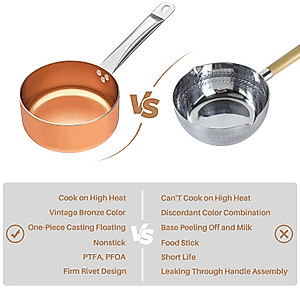 Zunmial Sauce Pan,4 Pieces Saucepan Set- 1.5Qt & 2Qt Nonstick Saucepans with Lids,Copper Pot,Non Stick Pots,Sauce Pot,Small Cooking Pot