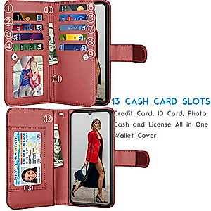 Tekcoo Wallet Case for LG V60 ThinQ/LG V60 ThinQ 5G UW, Luxury PU Leather ID Cash Credit Card Slots Holder Carrying Pouch Folio Flip Cover [Detachable Magnetic Hard Cases] Lanyard [Wine Red]