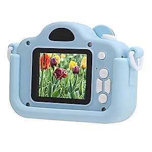 AUHX Kids Cartoon Camera Toy, 2MP Multifunctional 2 Inch Screen High Definition ABS Mini Digital Children Camera for Gifts(Sky Blue)