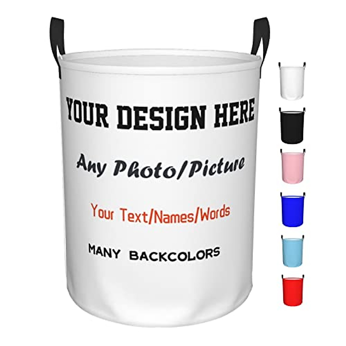 Personalized Hampers Custom Laundry Basket with Name, Customized Dirty Clothes Hamper with Photo/Text for Boys Girls Women Men, Collapsible Storage Basket with Handle for Bedroom, Small 16.5" x 13.8"