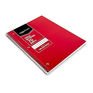 Amazon Basics College Ruled Wirebound Spiral Notebook, 70-Sheet - 5-Pack, Assorted Solid Colors