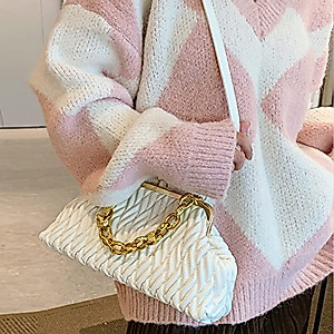 Evening Clutch Bag Formal Party Clutch Purses for Women Wedding Evening Purses Crossbody Shoulder Clutch Bag, White