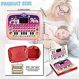 Kids Tablet Toddler Learning Pad with LED Screen Teach Alphabet Numbers Word Music Math Early Development Interactive Electronic Toy for Boys & Girls 3 Years+