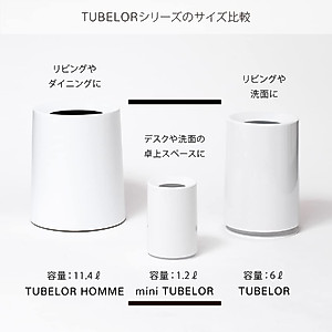 Ideaco TUBELOR Mini Designer Round Countertop Trash Can, Conceals Any Plastic Bag 0.3 Gal, Gloss White