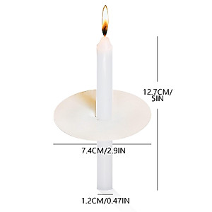 UNICY White Short Taper Candles, 20 Pack 5 Inch Church Candle Bulk with Drip Protectors, Unscented Candlesticks for Christmas Eve and Easter Candlelight Service, Vigil, Memorial and Devotional