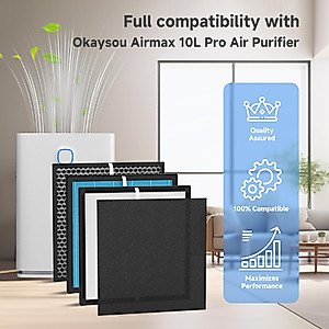 VALZONE AirMax 10L Pro Filter Replacement Kit Compatible with Okaysou Smart Airmax 10L Pro and Aiibot-A300 Air Purifi er,2 Packs