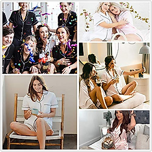 NANJUN Women's Silky Satin Pajamas Sleepwear Short Button-Down Pj Set(white,l4)