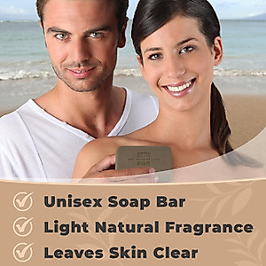 One With Nature Dead Sea Mineral Mud Soap Bar, 7 oz, Fragrance Free, Shea Butter, Argan Oil, Magnesium, Sulfur, 21 Minerals, Soothes Skin, Exfoliates