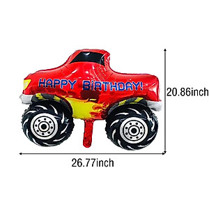 Race Car Foil Balloons Party Supplies Monster Truck Balloon Decorations Number 4 Balloons 40 Inch for Boys 4th Birthday Baby Shower Car Theme Party Decorations (Monster Truck 4th Birthday)
