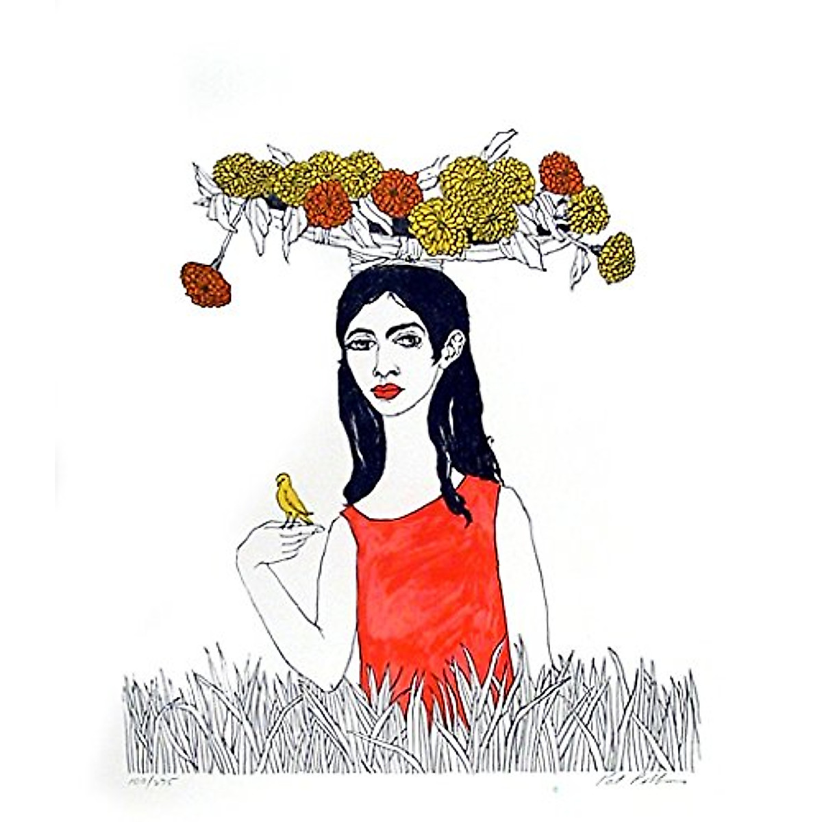 Portrait of Woman with Yellow Bird