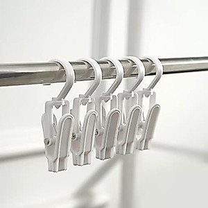 AKOAK 10 Pcs White Plastic Hat Clip Laundry Hanger Clip Multi-Function Rotable Curtains Clip Household Scarf Hanger Bathroom Towel Clip Suitable for Hats, Boots, Socks, Quilts, Clothes Clip
