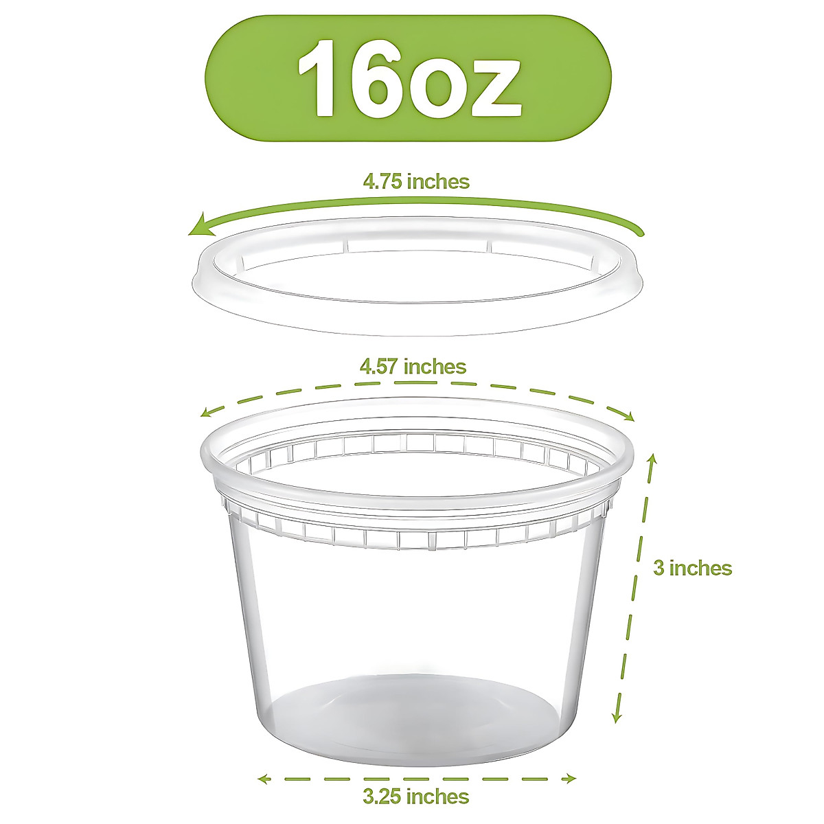 Pokanic Food Storage Containers [30 Set] 16 oz Plastic Deli Containers with Lids Slime Soup Meal Prep Reusable | BPA Free | Stackable | Leakproof | Microwave/Dishwasher/Freezer Safe (30 Set, 16 oz)