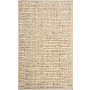 SAFAVIEH Natural Fiber Collection Area Rug - 6' x 9', Natural & Beige, Border Basketweave Seagrass Design, Easy Care, Ideal for High Traffic Areas in Living Room, Bedroom (NF114A)